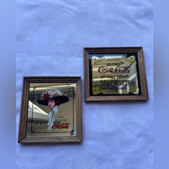 Coca Cola | Wall Decor | Vintage Cocacola Mini Mirror Set Of Two Made ...